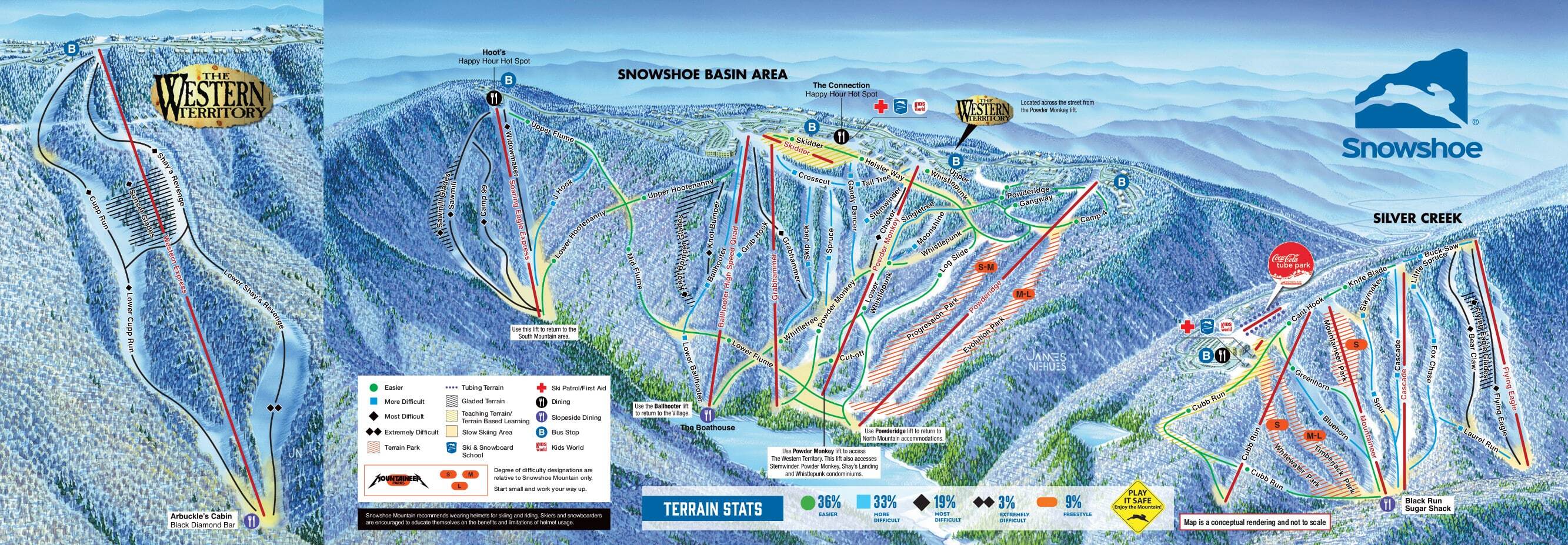 Snowshoe Mountain Resort Mapa da pista / Mapa de trilha